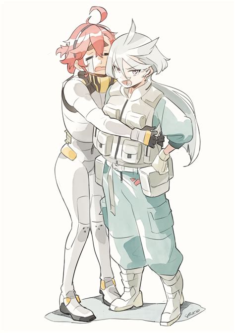 Safebooru 2girls Absurdres Ahoge Black Hairband Grey Eyes Gundam