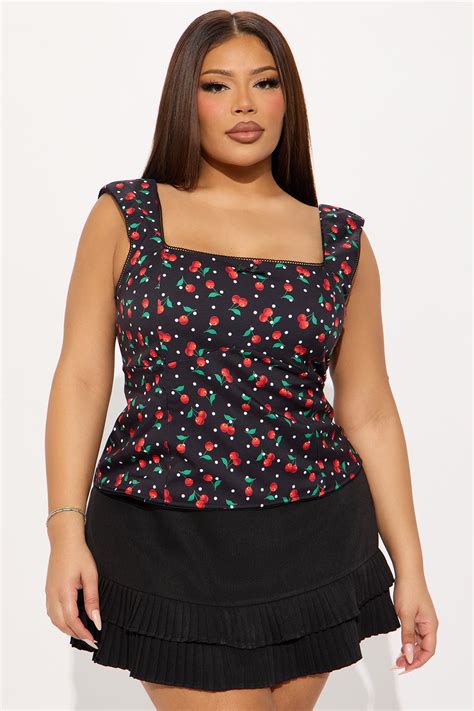 Layla Cherry Dot Top Blackcombo Fashion Nova