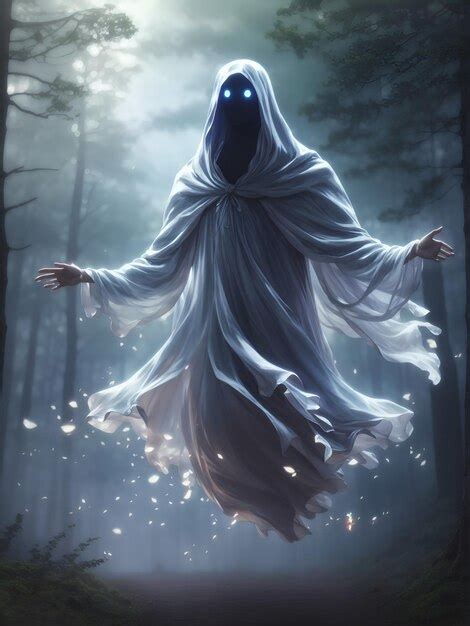 Premium Ai Image Spooky Ghost Apparition In The Forest