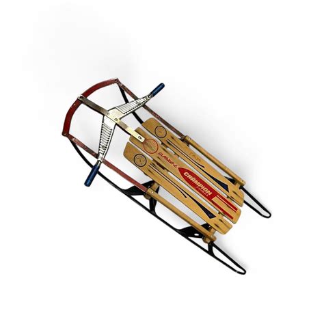 Vintage Wooden Sled Gladding Champion Fastback With Metal Handles