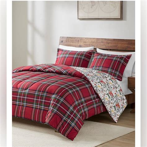 Holiday Plaid Reversible Comforter And Shams 3 Piece Set Comforter Sets