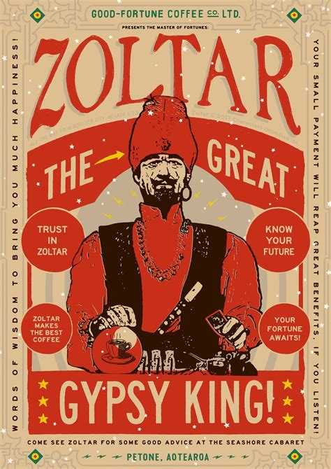 Poster Design To Promote The New Custom Zoltar Machine At The Seashore