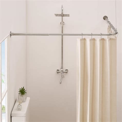Crkmire Corner Shower Curtain Rod Brushed Nickel [24 53