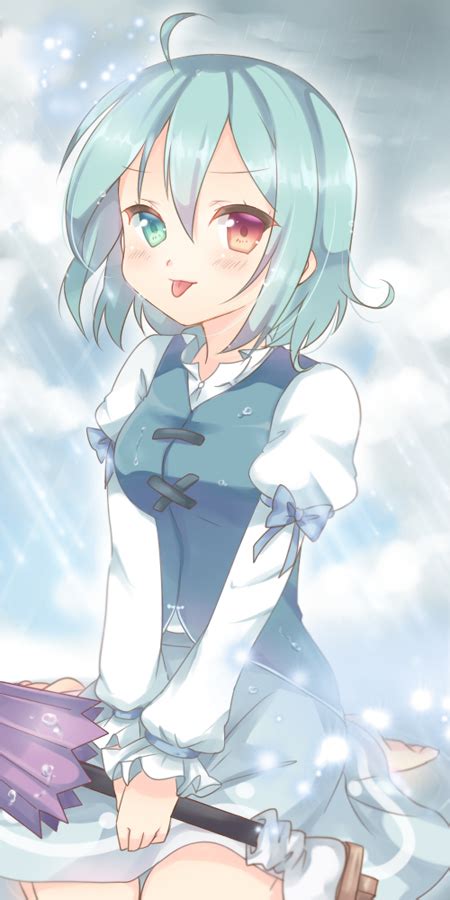 Safebooru 1girl P Ahoge Blue Eyes Blue Hair Blush Bow Hands Together