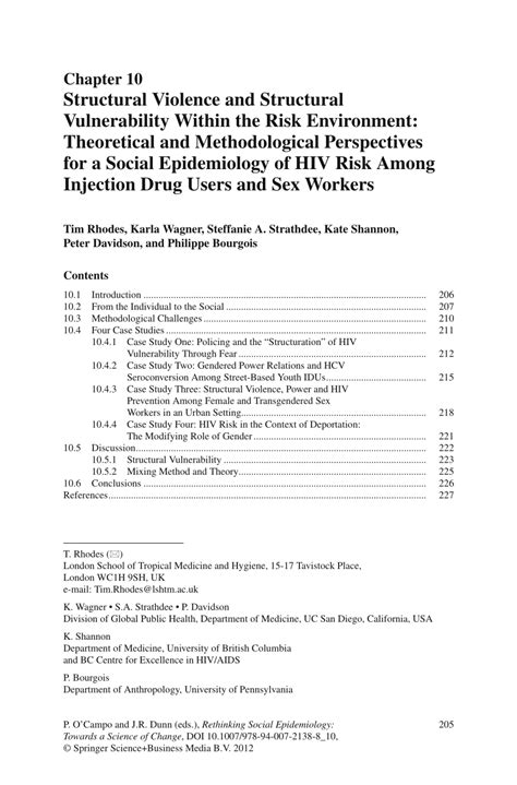 Pdf Structural Violence And Structural Vulnerability Within The Risk