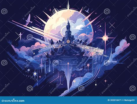 Sci Fi Battlecruiser In Deep Space A Cartoon Of A Building In The Sky