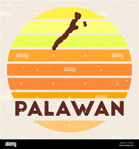 Palawan Logo Sign With The Map Of Island And Colored Stripes Vector Illustration Stock Vector