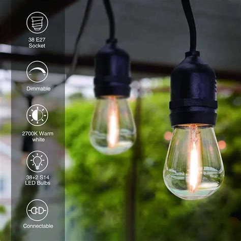 String Lights 20m Waterproof Led Bulb String Lights Outdoor Street Garden Holiday String