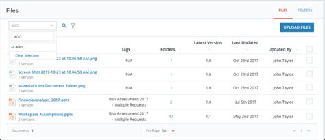 filtering files inside the file library centrl