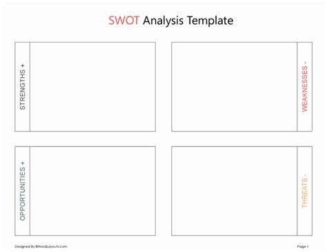 Swot Analysis Template With Goal And Summary Sections Wordlayouts