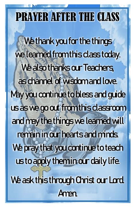 Prayer Before And After Class Prayer After The Class We Thank You For