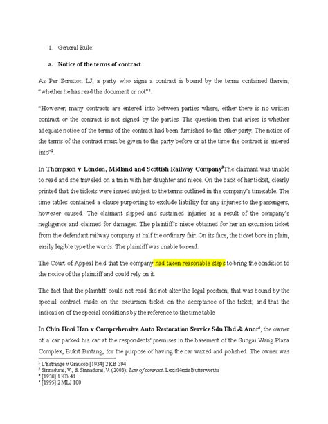 Unilateral Amendment General Rule A Notice Of The Terms Of Contract As Per Scrutton Lj A