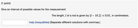 solved 1 ﻿point give an interval of possible values for the