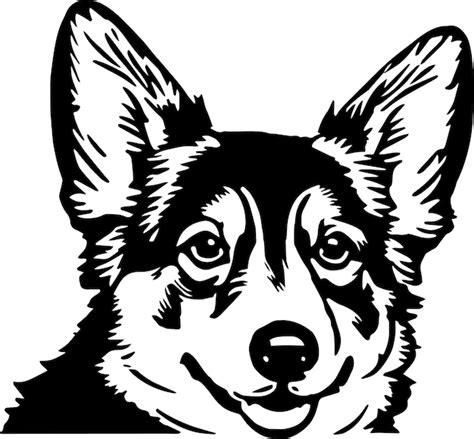 흰색 배경 Svg 벡터 일러스트 레이 션에 고립 된 Corgi 개 얼굴 프리미엄 벡터
