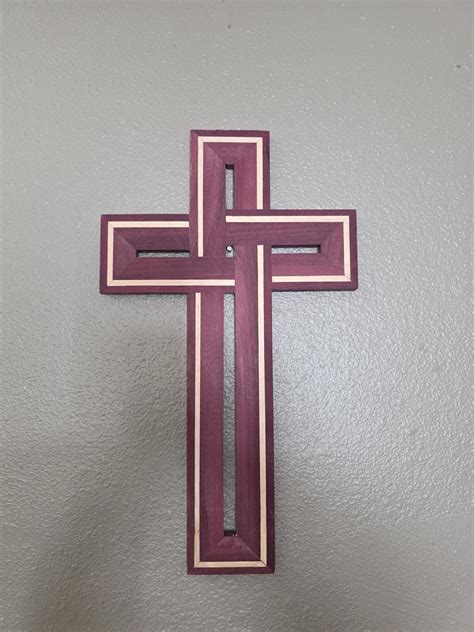 Purple Heart Cross With Maple Inlay Etsy