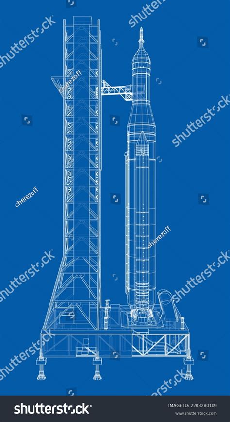 Space Rocket On Launch Pad Vector Stock Vector Royalty Free