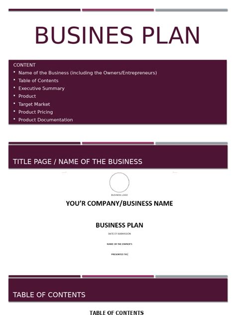Busines Plan Template Pdf