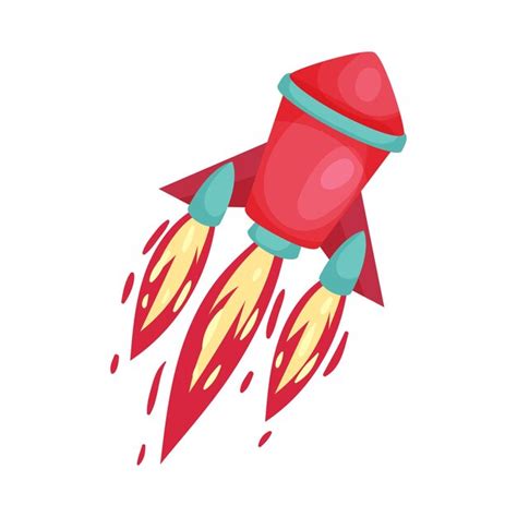 Premium Vector Red Rocket With Fire Trace Launched Into Space Vector