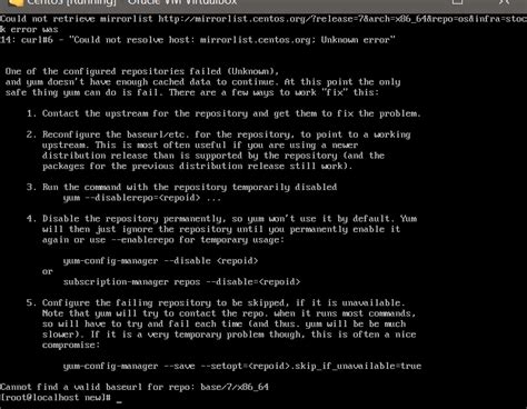 Virtualbox `yum Check Update` Fails With An Error In A Centos Virtual