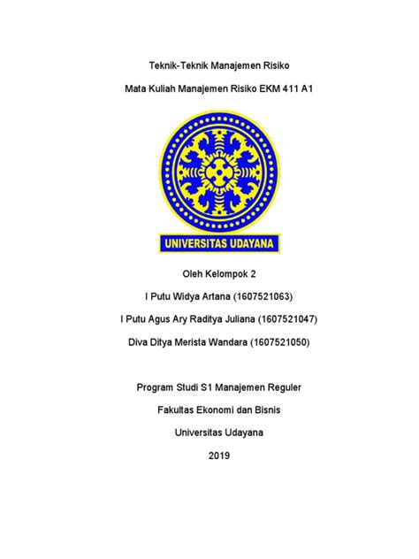 Teknik Teknik Manajemen Risiko Oleh Kelompok 2 Pdf Bisnis