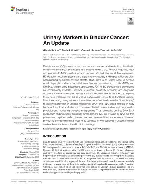 Pdf Urinary Markers In Bladder Cancer An Update