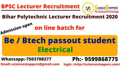 Bihar Polytechnic Lecturer Recruitment 2020 Syllabus 9599868775