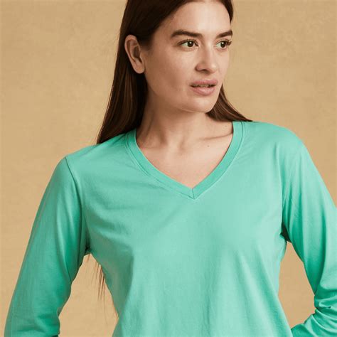Womens Long Sleeve V Neck Classic T Shirt The Classic T Shirt Company