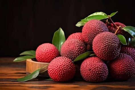 Premium Photo Lichee Fruit On Wooden Table Close Up
