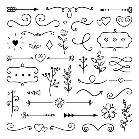 Premium Vector Decorative Elements Doodle Set Boho Arrows Ribbons