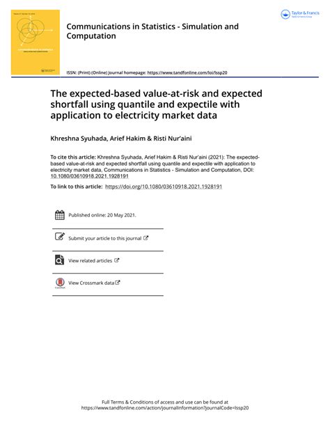 Pdf The Expected Based Value At Risk And Expected Shortfall Using
