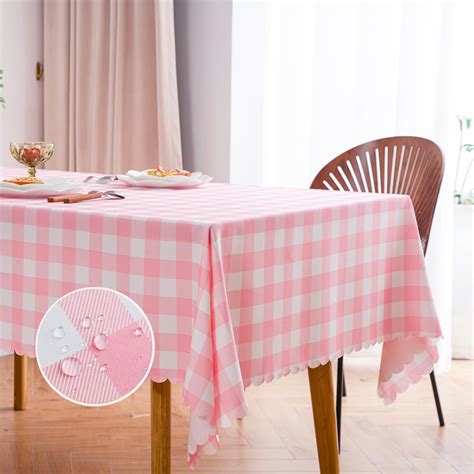 Mangata Casa Pink Gingham Tablecloth For Rectangle Tables