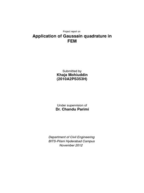 Gaussian Quadrature In Fem Pdf Matrix Mathematics Finite Element Method