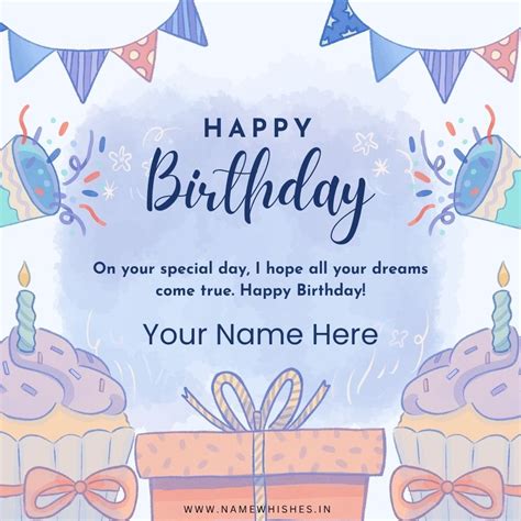 Happy Birthday Card With Name Free Online Wishes Maker