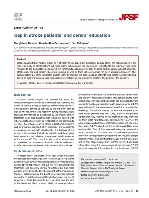 Pdf Gap In Stroke Patients And Carers Education