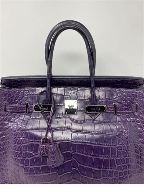Hermes Amethyst Purple Crocodile Birkin 35 Bag At 1stdibs Purple