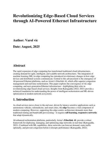 Pdf Revolutionizing Edge Based Cloud Services Through Ai Powered Ethernet Infrastructure
