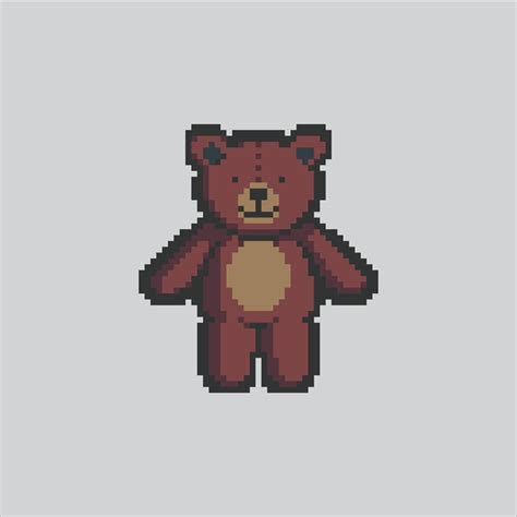 Pixel Art Cute Teddy Bear Doll Toy Icon Illustration Vector For Game