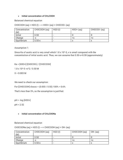 Gen Chem Calculation Equilbrium Lab3 Initial Concentration Of Ch 3