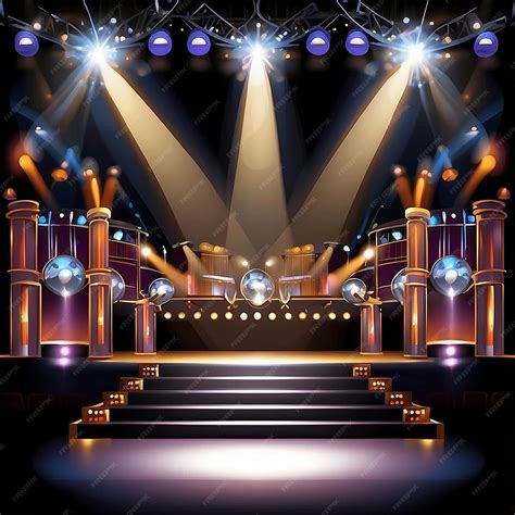 Music Stage Background Show Performance Begin With Lighting And