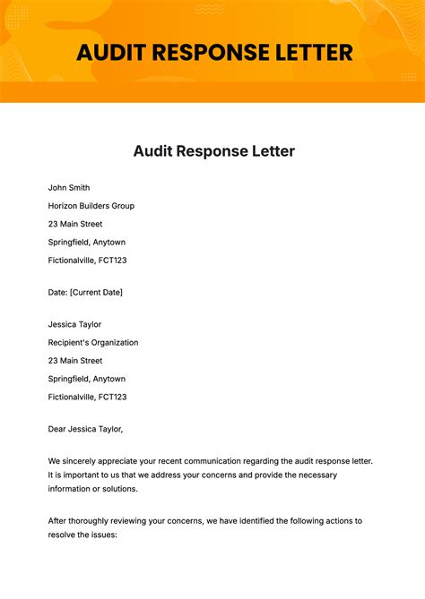 Free Audit Response Letter Template To Edit Online