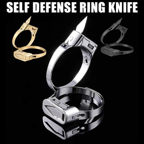 Metal Self Defense Ring Knife Flip Blade Megaknife