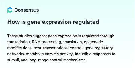How Is Gene Expression Regulated Consensus Academic Search Engine