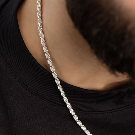 925 Sterling Silver Rope Chain Necklace 20 Lock And Clasp Sterling
