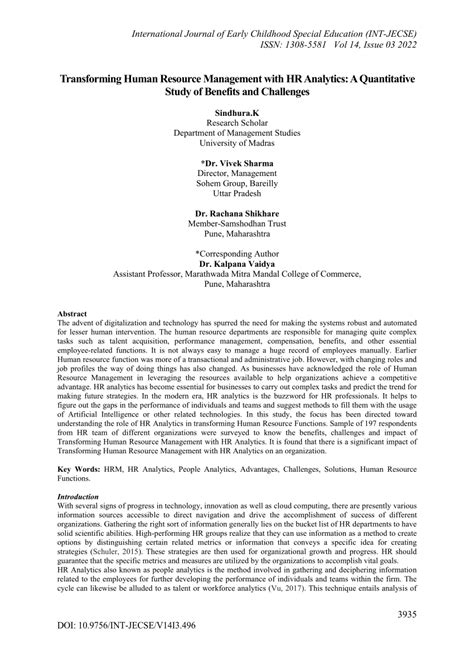 Pdf Transforming Human Resource Management With Hr Analytics A