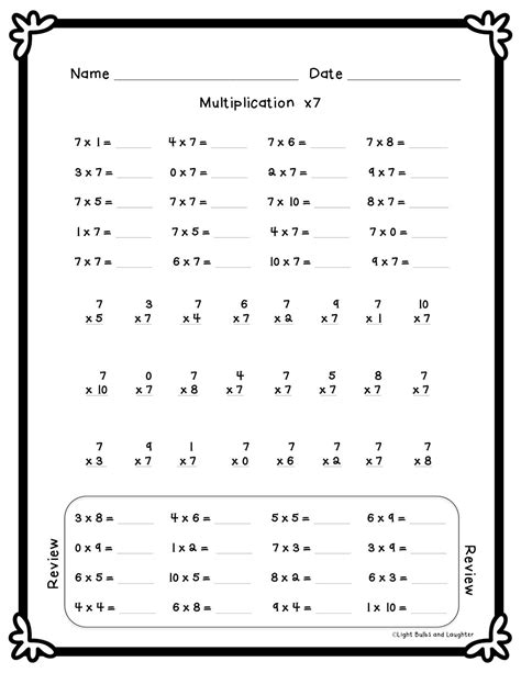 Multiplication Memorization Kit Timed Tests Light Bulbs And