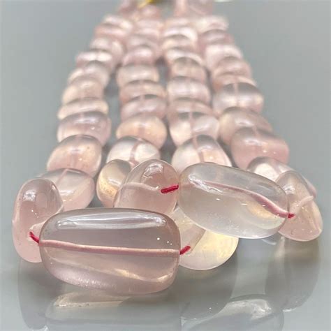 Natural Rose Quartz Smooth Nugget Gemstone Beads Strand 157496