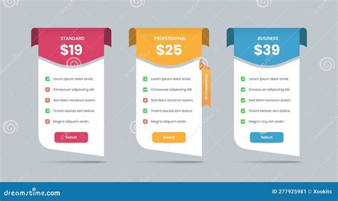 Simple Pricing Comparison Table With Checklist On Paper Fold Banner