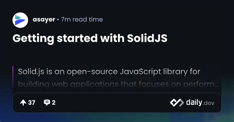 Getting Started With Solidjs Dailydev