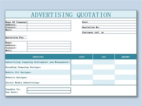 Excel Of Simple Blue Advertising Quotationxlsx Wps Free Templates