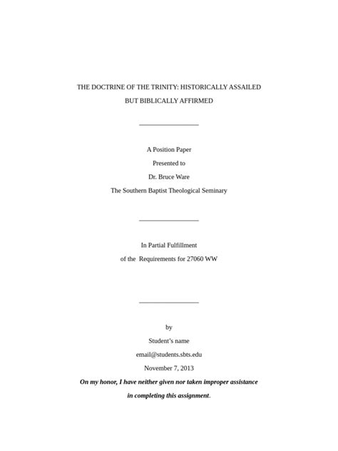 Position Paper Example 03 Pdf Trinity Arianism